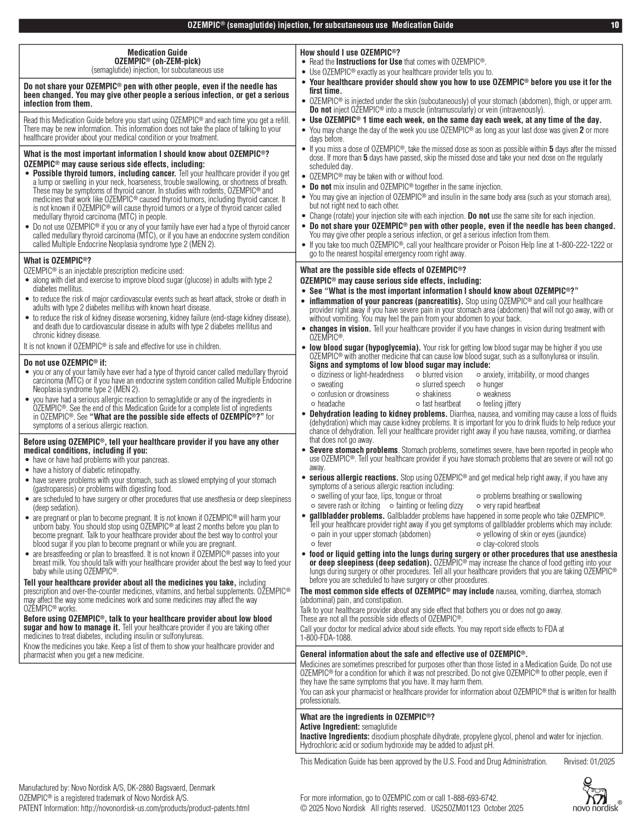 Prescribing Information | Ozempic® (semaglutide) injection 0.5 mg, 1 mg ...